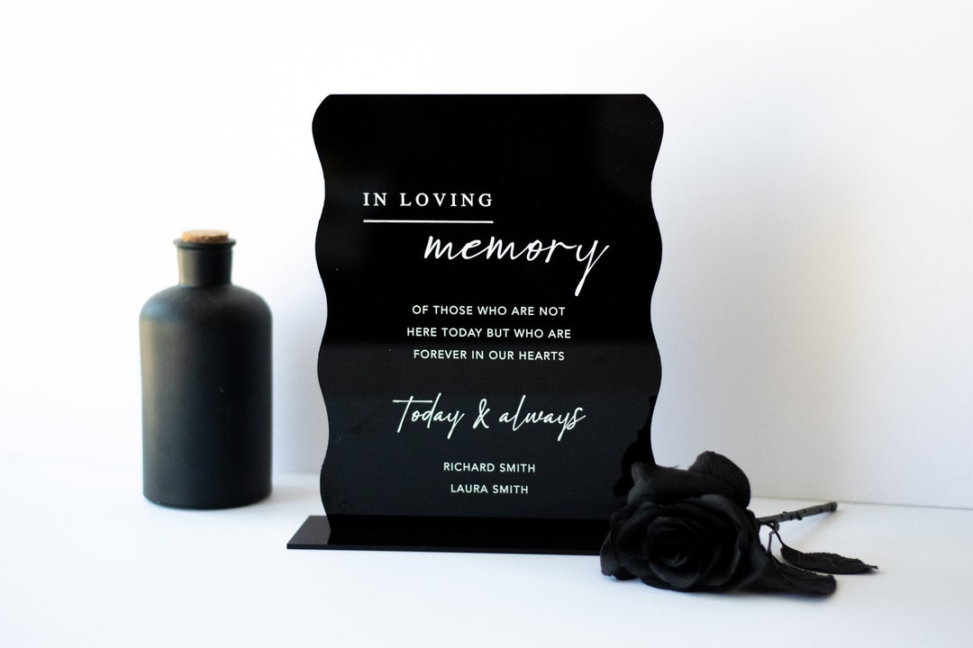 In Loving Memory Sign, Acrylic Memorial Sign for Wedding, Gothic ...