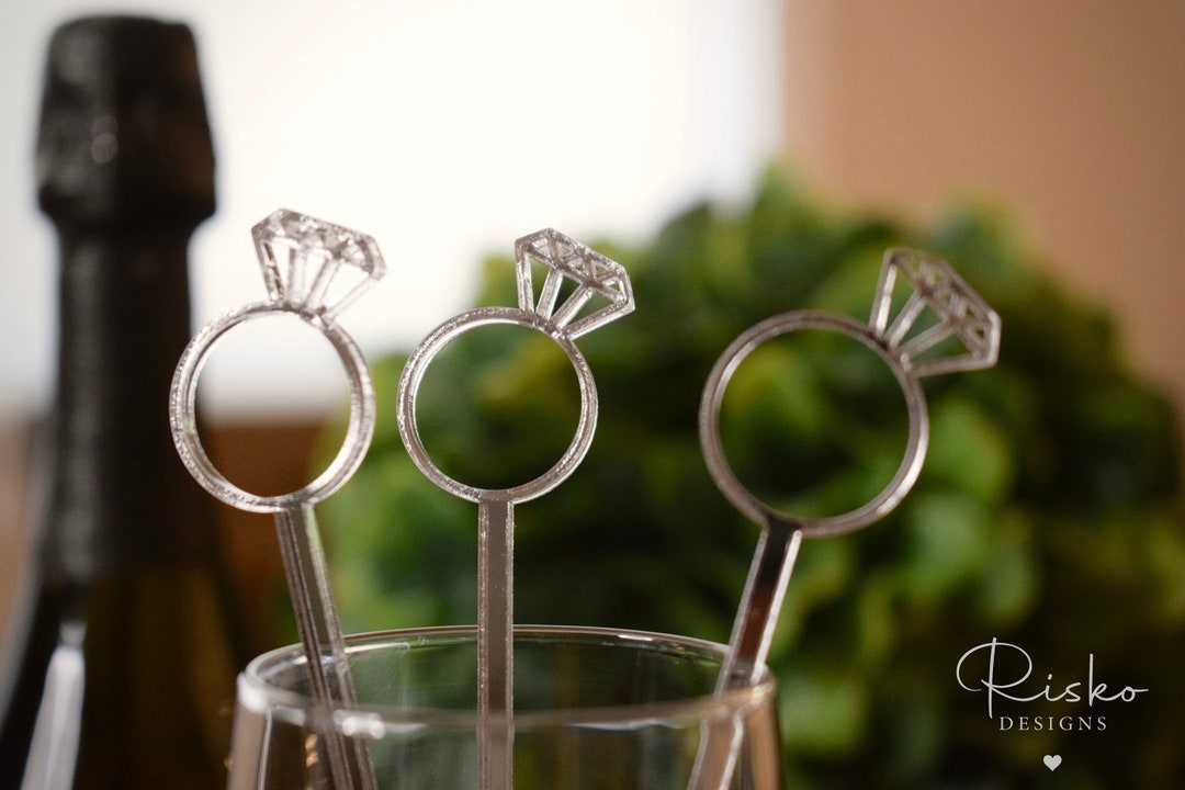 Diamond Ring Drink Stirrers, Engagement Party Decor, Bachelorette Party ...
