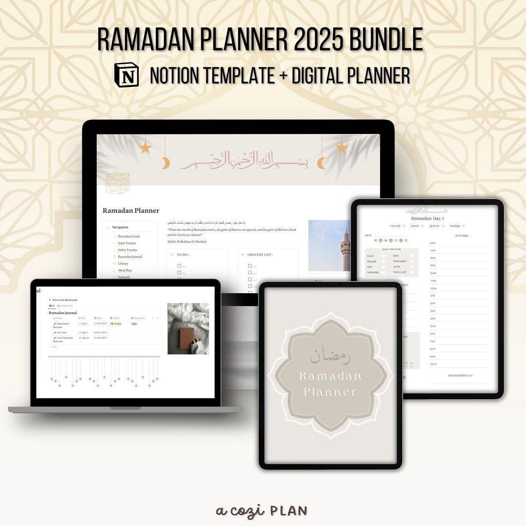2025 Ramadan Planner + Digital Ramadan Notion Template, Ultimate Ramadan Planner Bundle ...