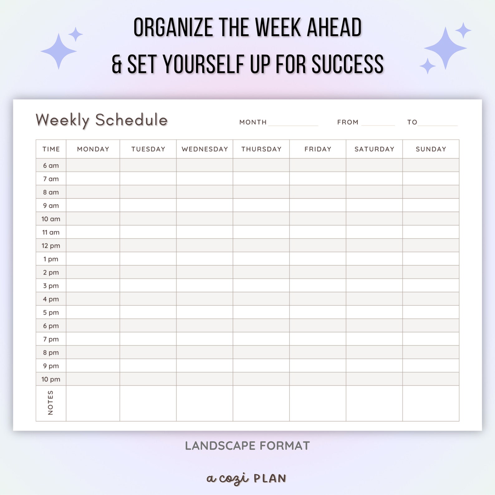 Hourly Weekly Schedule Printable: Undated Planner Template (PDF) - Etsy