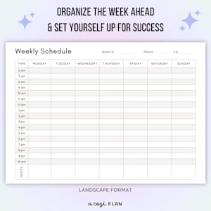 Hourly Weekly Schedule Printable, Digital Planner Template for iPad ...