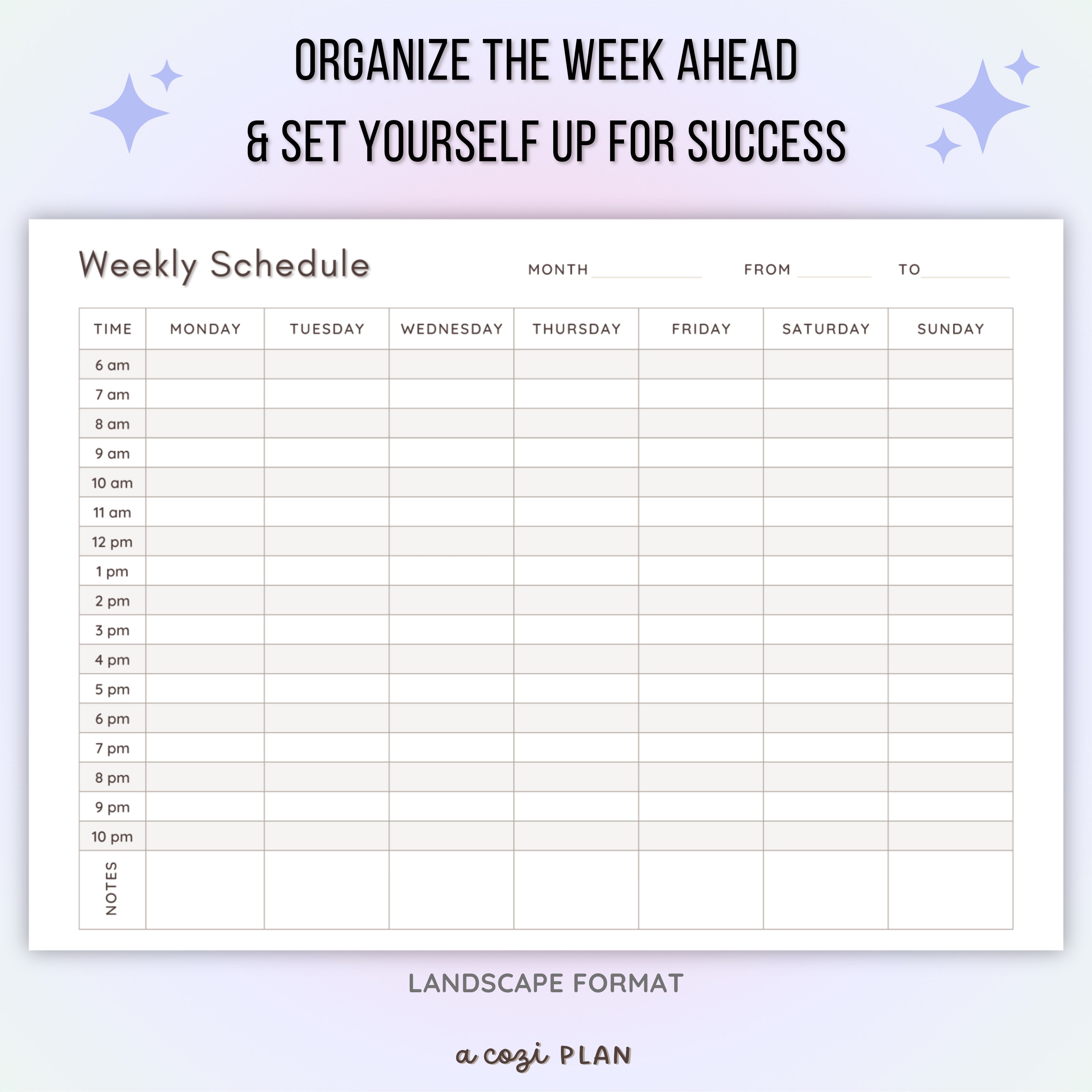 Hourly Weekly Schedule Printable: Undated Planner Template (PDF) - Etsy