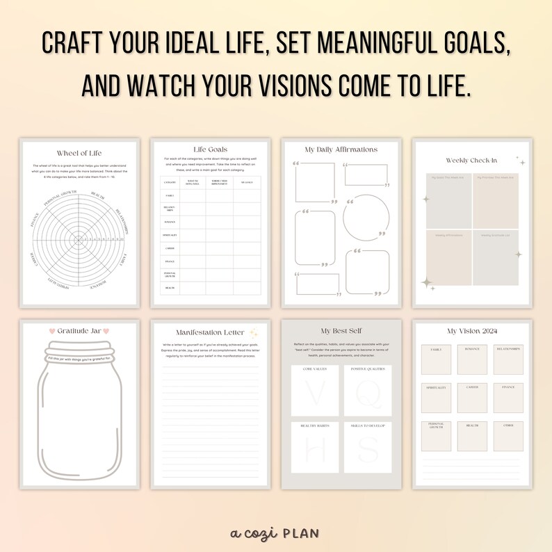 Vision Board Printables, Guided Manifestation Journal, Goal Setting ...