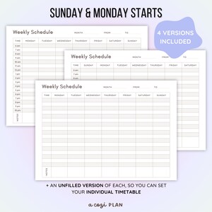 Hourly Weekly Schedule Printable, Digital Planner Template for iPad ...