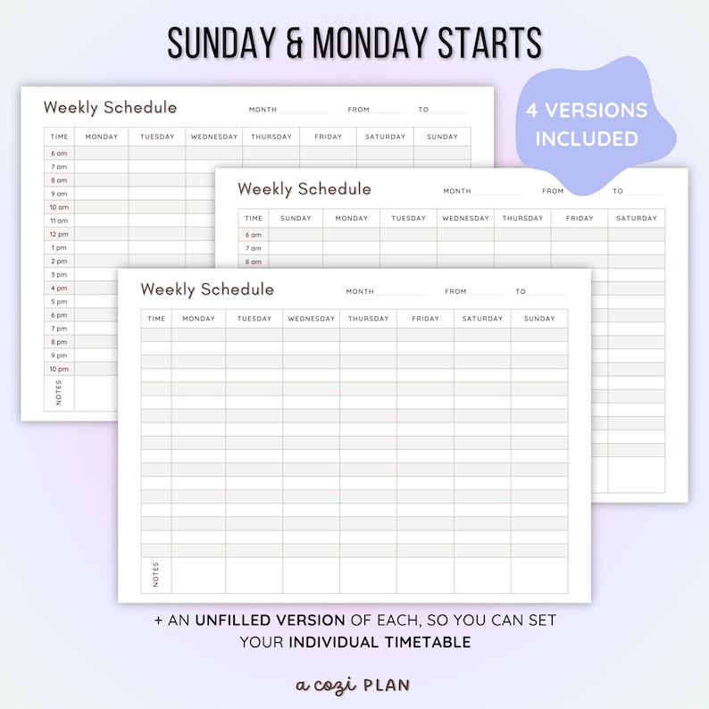 Hourly Weekly Schedule Printable, Digital Planner Template for iPad ...