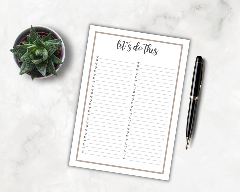 Printable To-do List. A4 A5 & US Letter Size Instant PDF - Etsy Australia