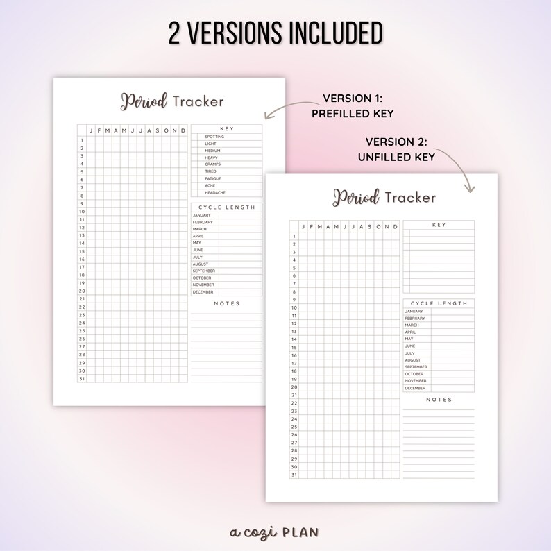 Period Tracker Printable Cycle Tracker, Ovulation Tracker, Fertility ...