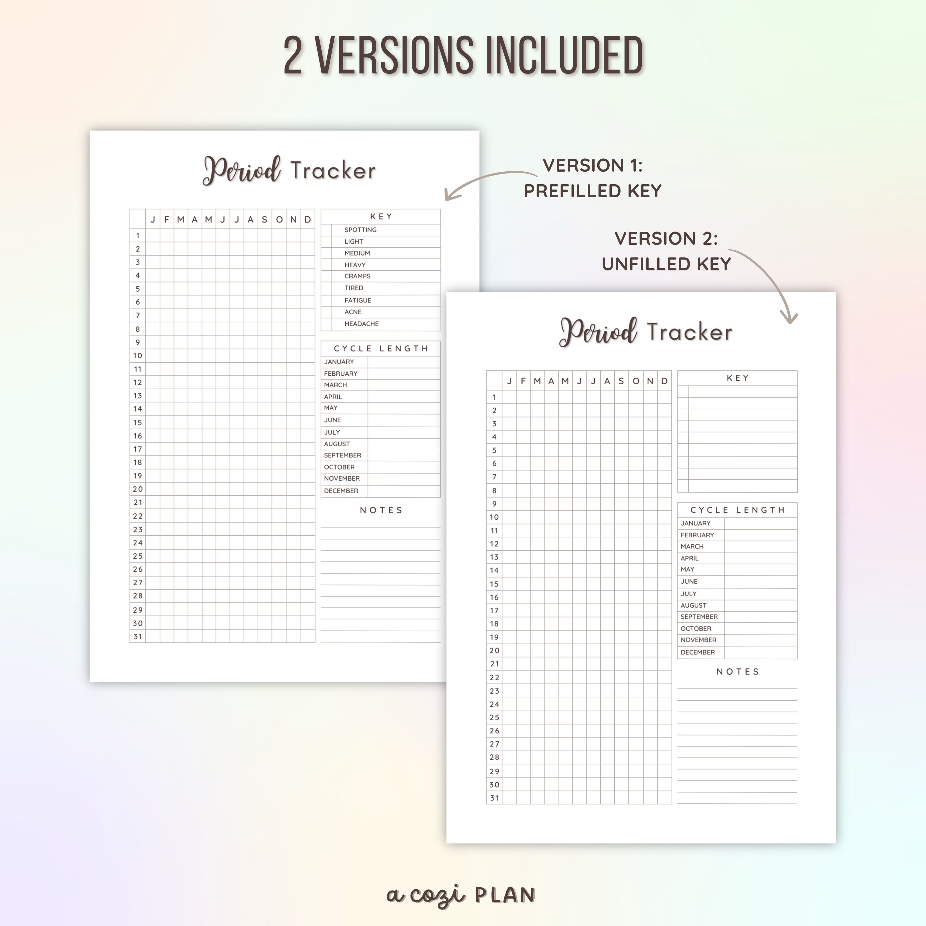 Period Tracker Printable Cycle Tracker, Ovulation Tracker, Fertility ...