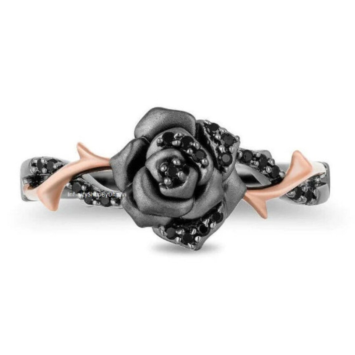 Enchanted Disney Villains Maleficent Rose Rings Black Diamond | Etsy