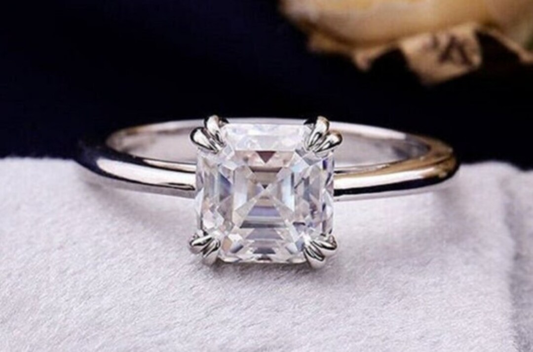 Emerald Cut & Taper Baguette Diamond Engagement Ring - Etsy
