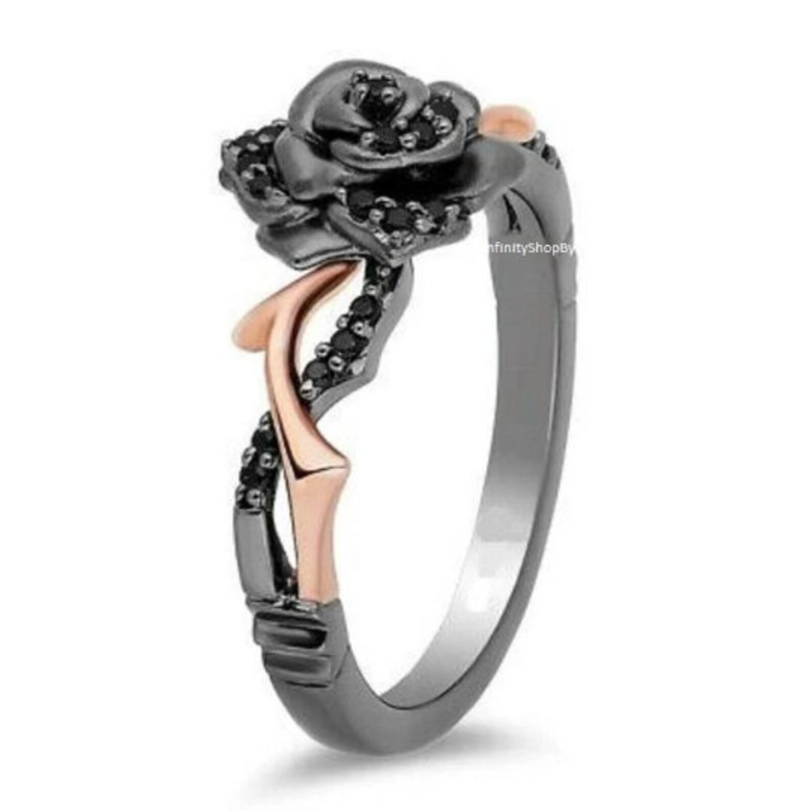 Enchanted Disney Villains Maleficent Rose Rings, Black Diamond Black ...