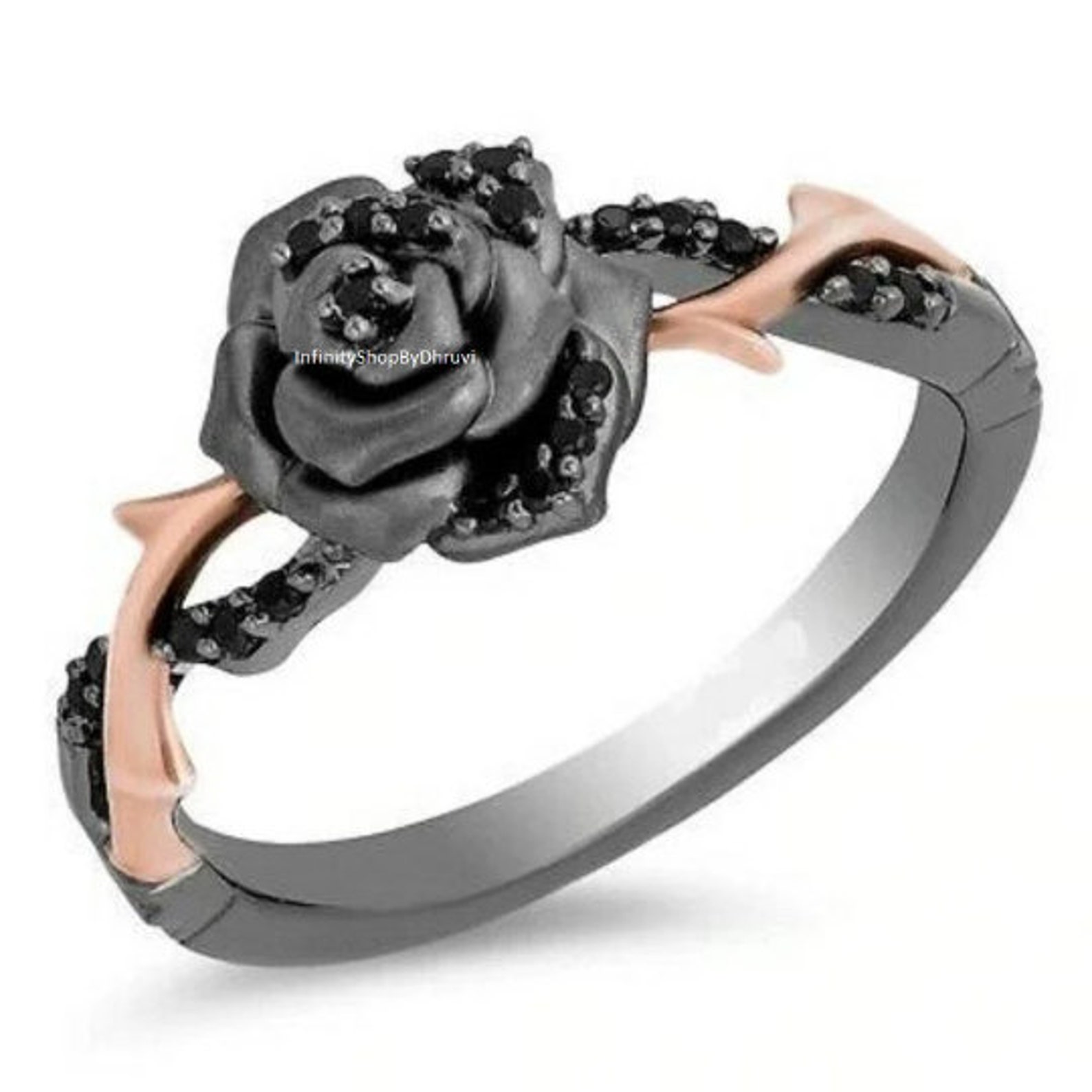 Enchanted Disney Villains Maleficent Rose Rings, Black Diamond Black ...