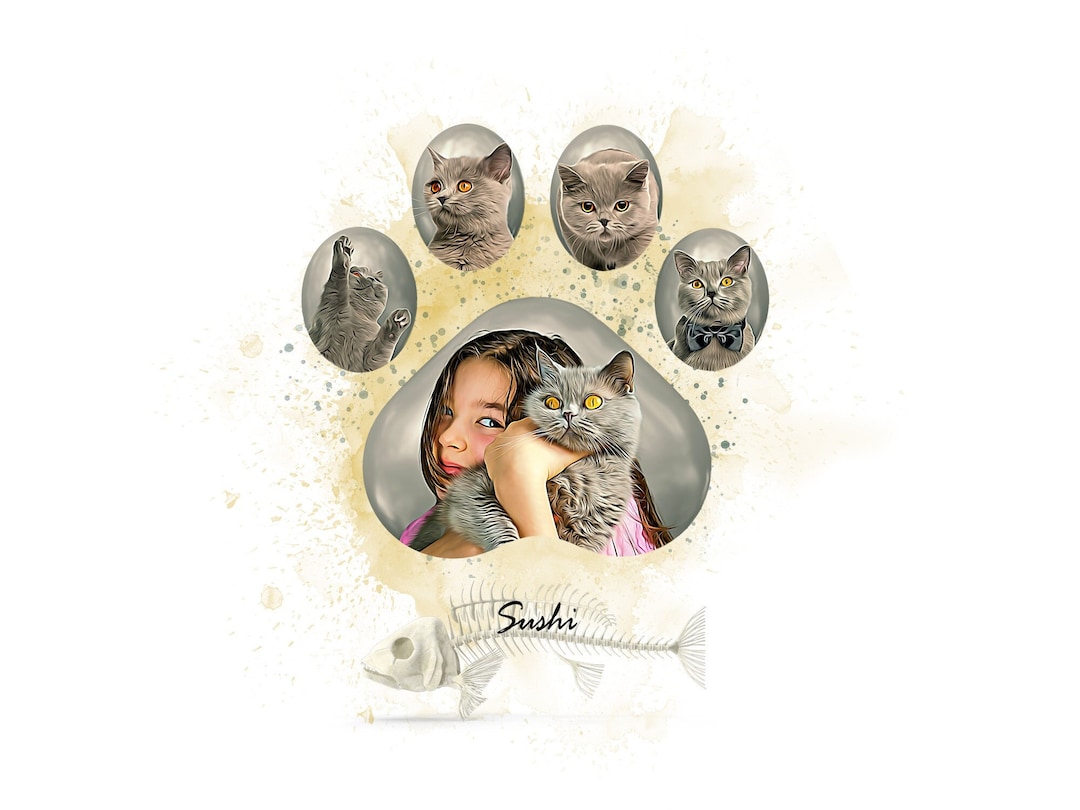 Personalized Pet Paw Print Portrait - Etsy