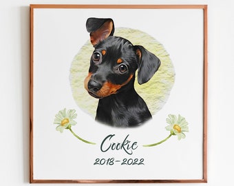 Custom Pet Portrait in Memory of Dog Pet Memorial Gift for Pet - Etsy