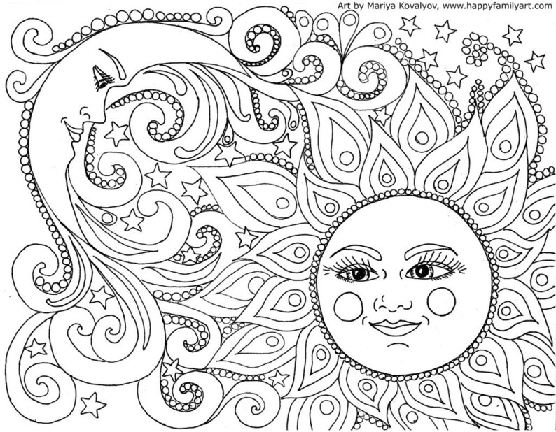 11 Happy Coloring Pages - Printable - Etsy
