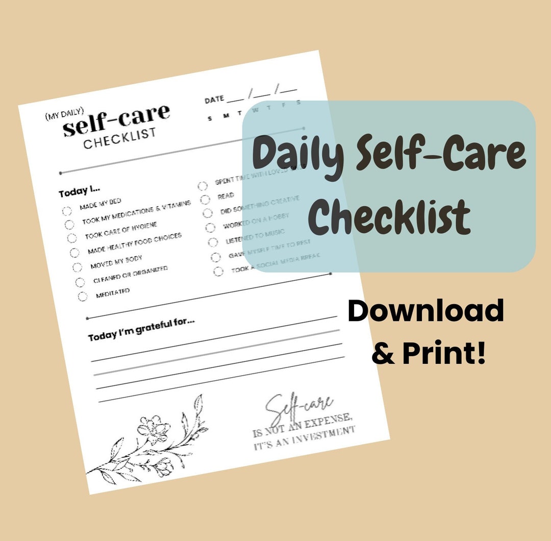 Self-care Daily Checklist // Self Improvement, Growth, Journal ...