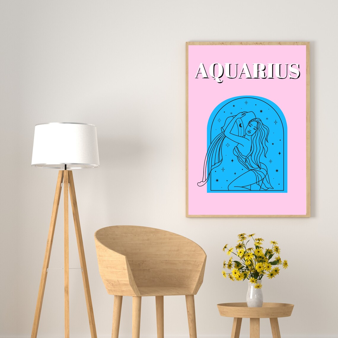Aquarius Art Aquarius Star Sign Aquarius Zodiac Art Female - Etsy UK