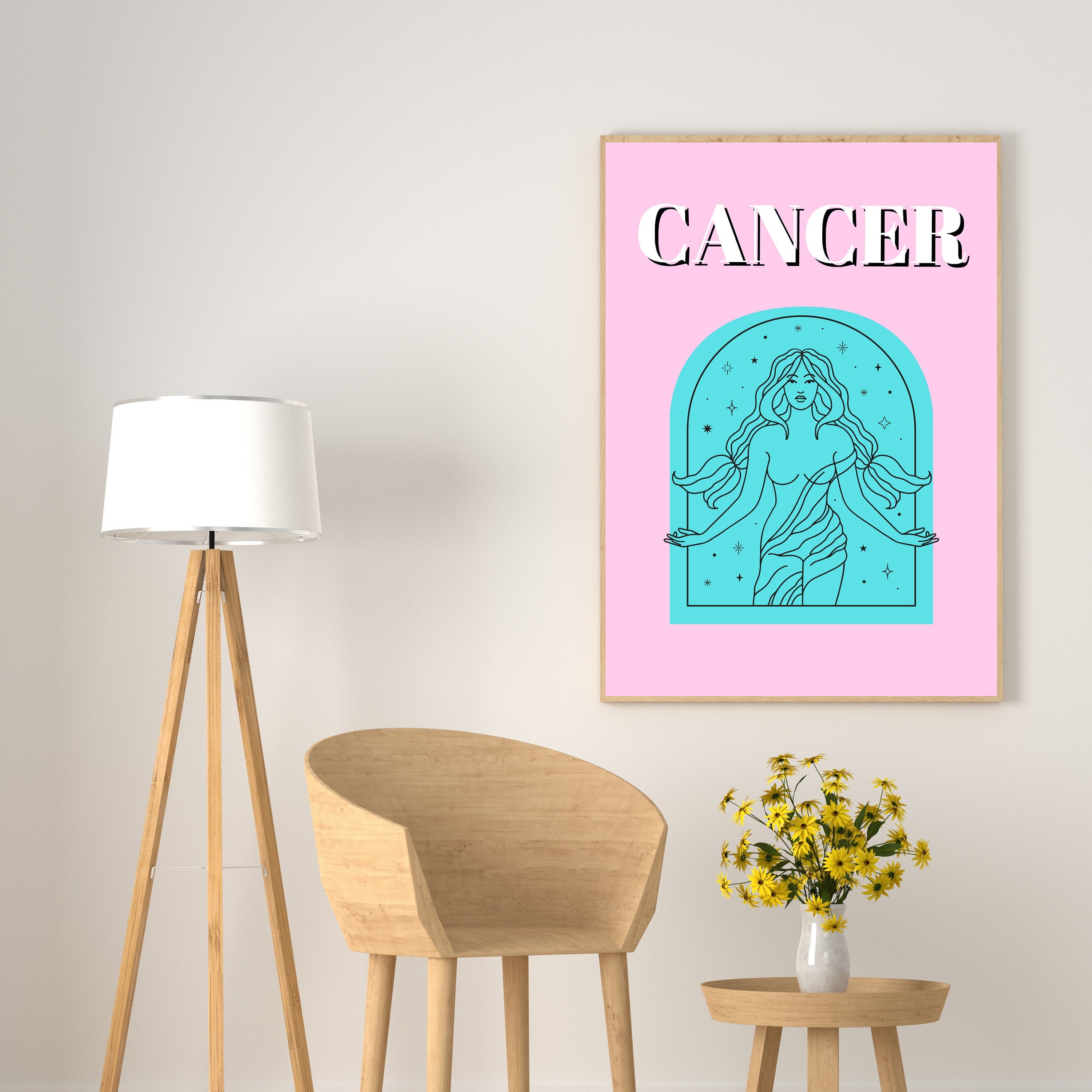 Cancer Art, Cancer Star Sign, Cancer Zodiac Art, Cancer Female Print ...