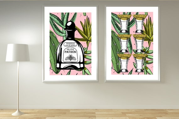 Tequila Art Print Set Tequila Wall Art Tequila Poster | Etsy