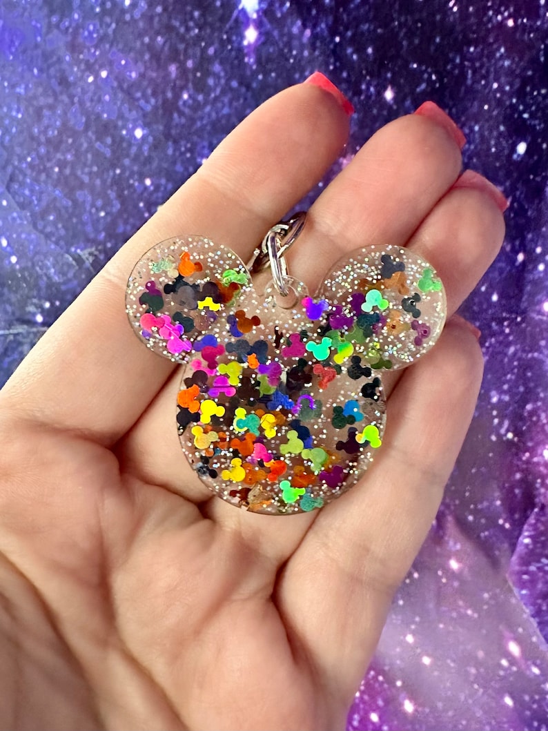 Handmade Mouse Glitter Keychain, Rainbow Resin Charm - Etsy