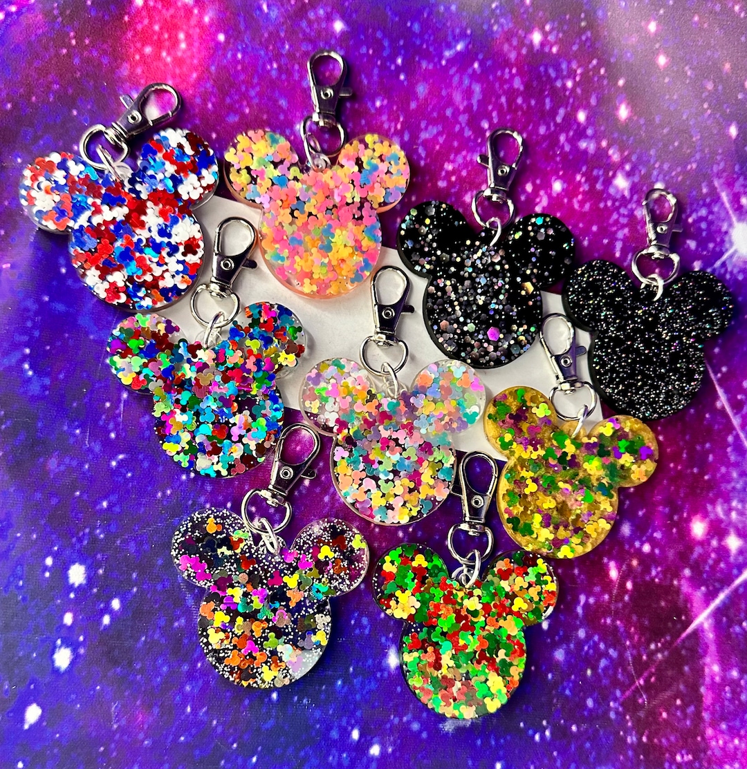 Handmade Mouse Glitter Keychain, Rainbow Resin Charm - Etsy