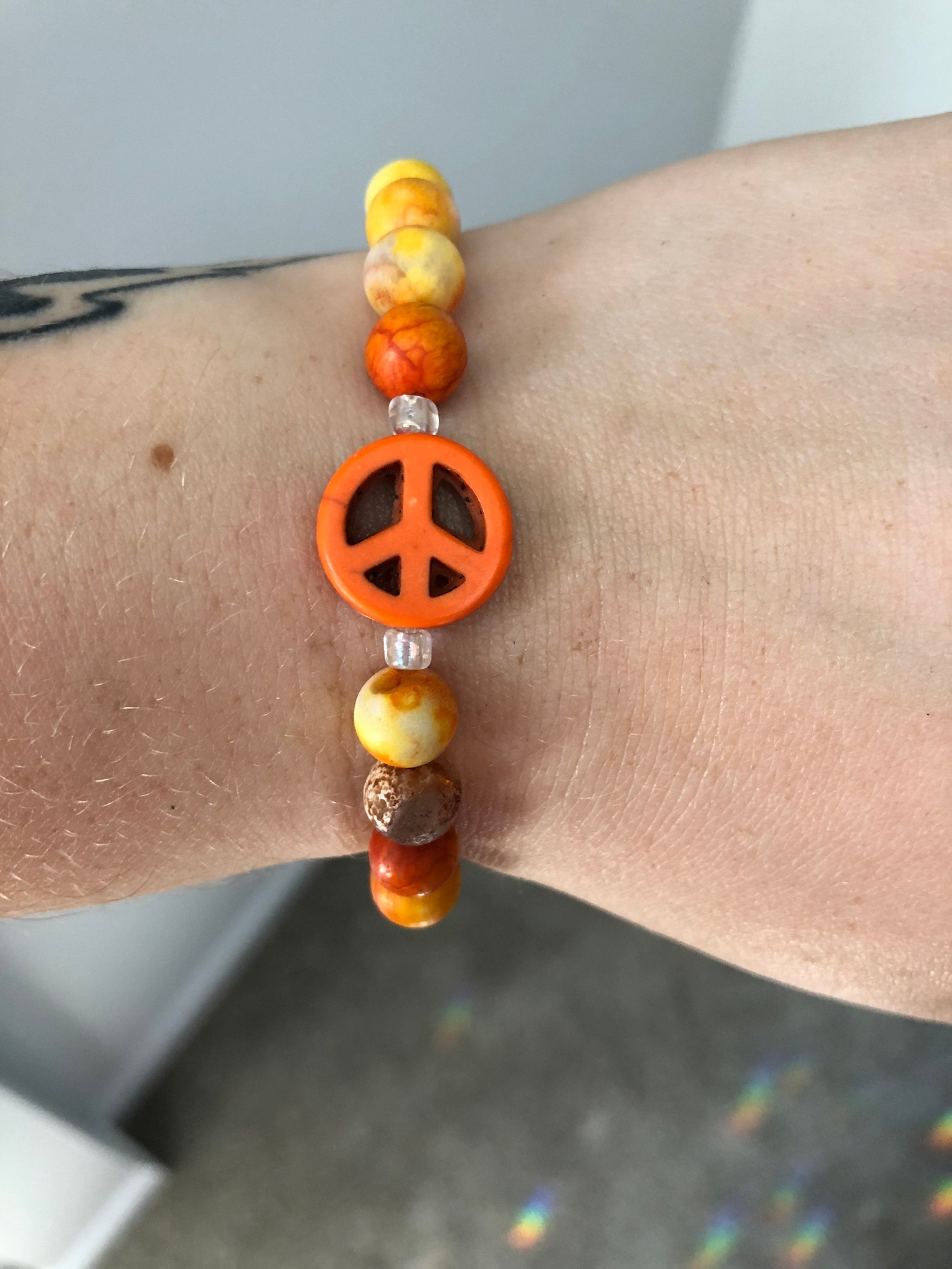Orange Peace Sign Stretch Bracelet - Etsy