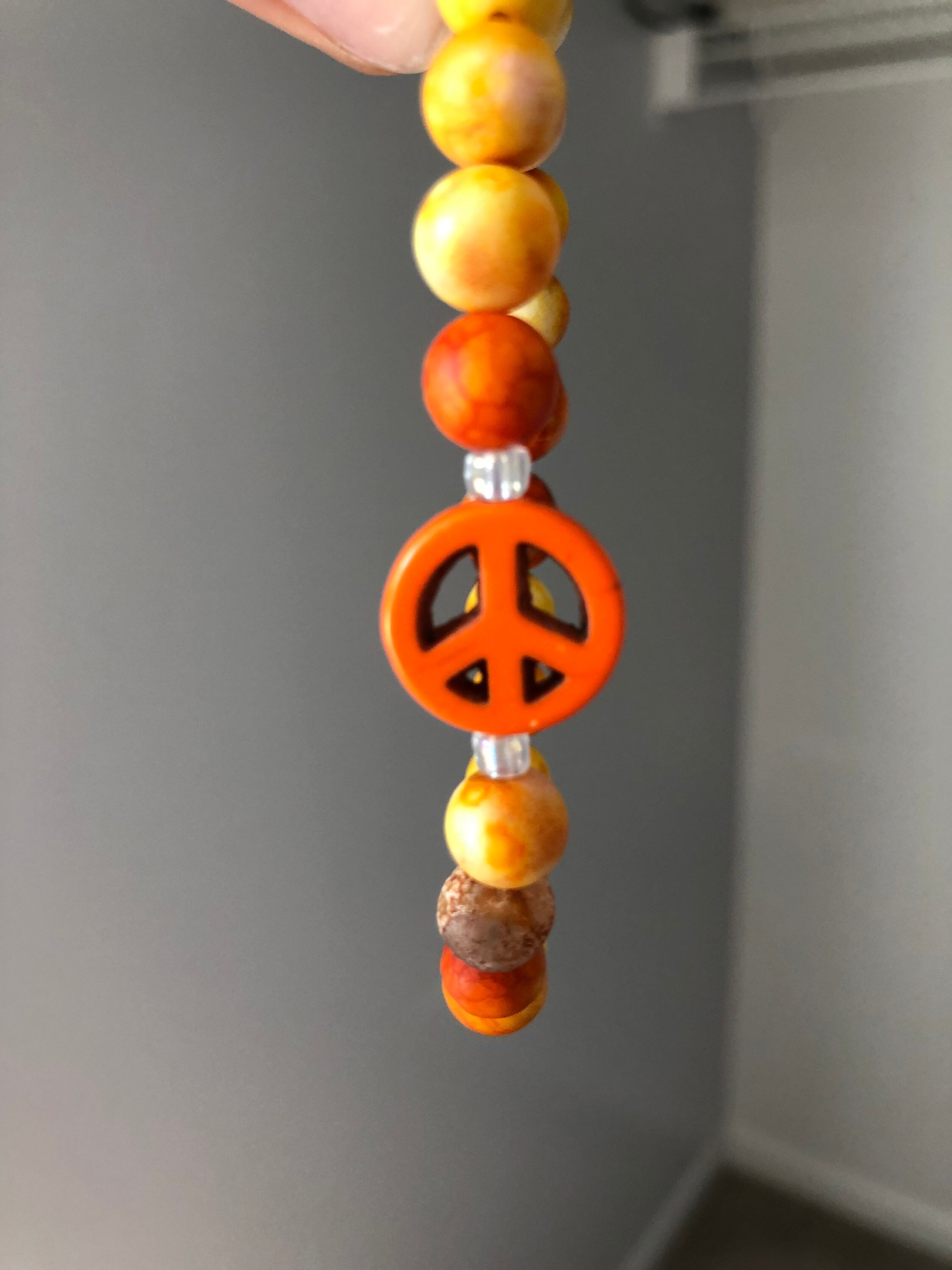 Orange Peace Sign Stretch Bracelet - Etsy