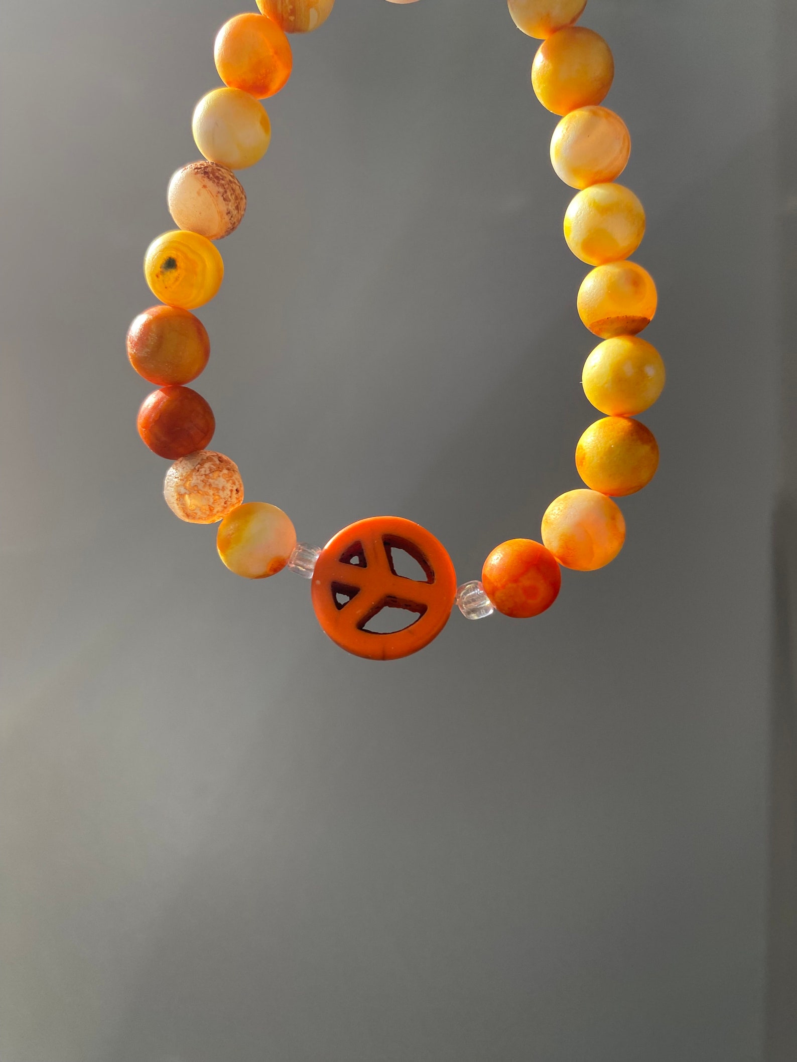 Orange Peace Sign Stretch Bracelet - Etsy