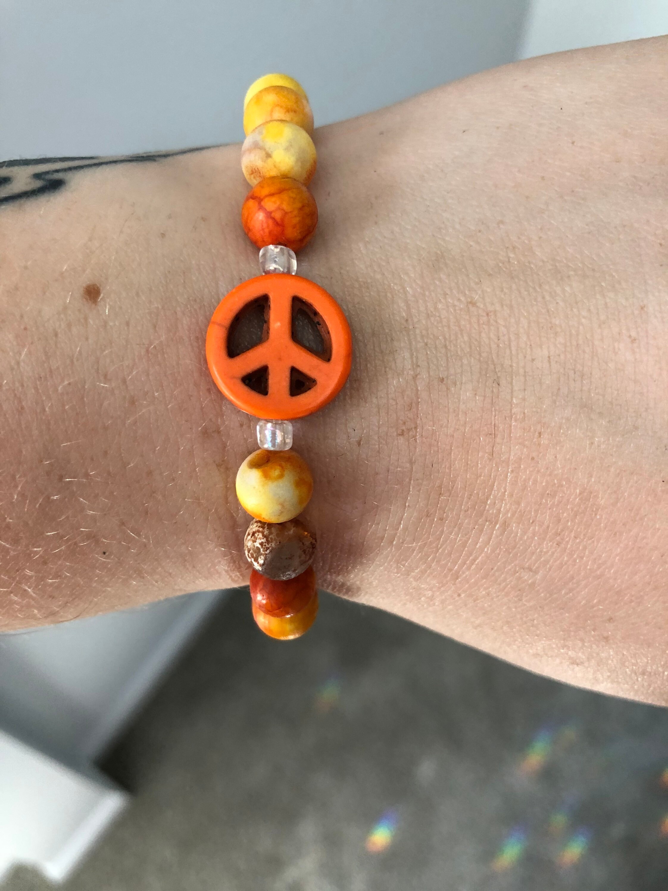 Orange Peace Sign Stretch Bracelet - Etsy