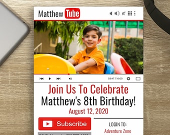 Youtube Birthday Invitation - Etsy Australia