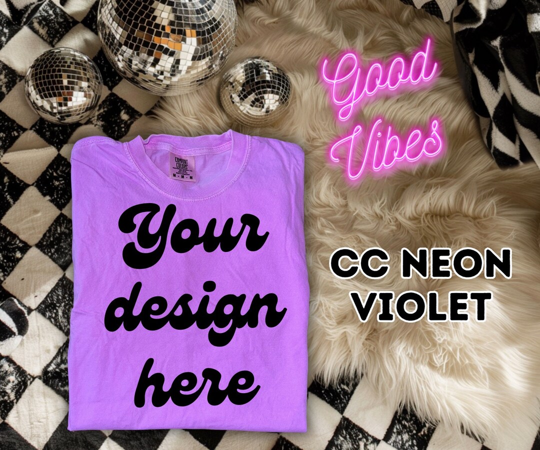 Comfort Colors 1717 Neon Violet Mockup, C1717 Trendy Spring Mock-up ...
