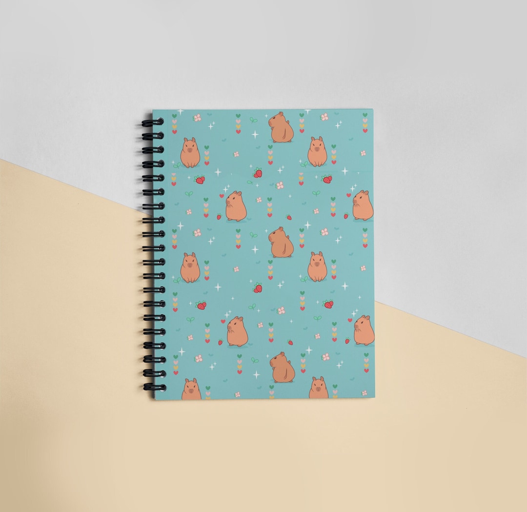Capybara Strawberry Notebook | Cottagecore Ruled Line Journal, Capybara ...