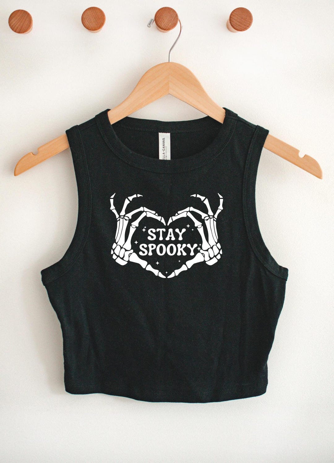 Spooky Cropped Tank | SNUG FIT | Cute Skeleton Goth Y2K Graphic Crop ...