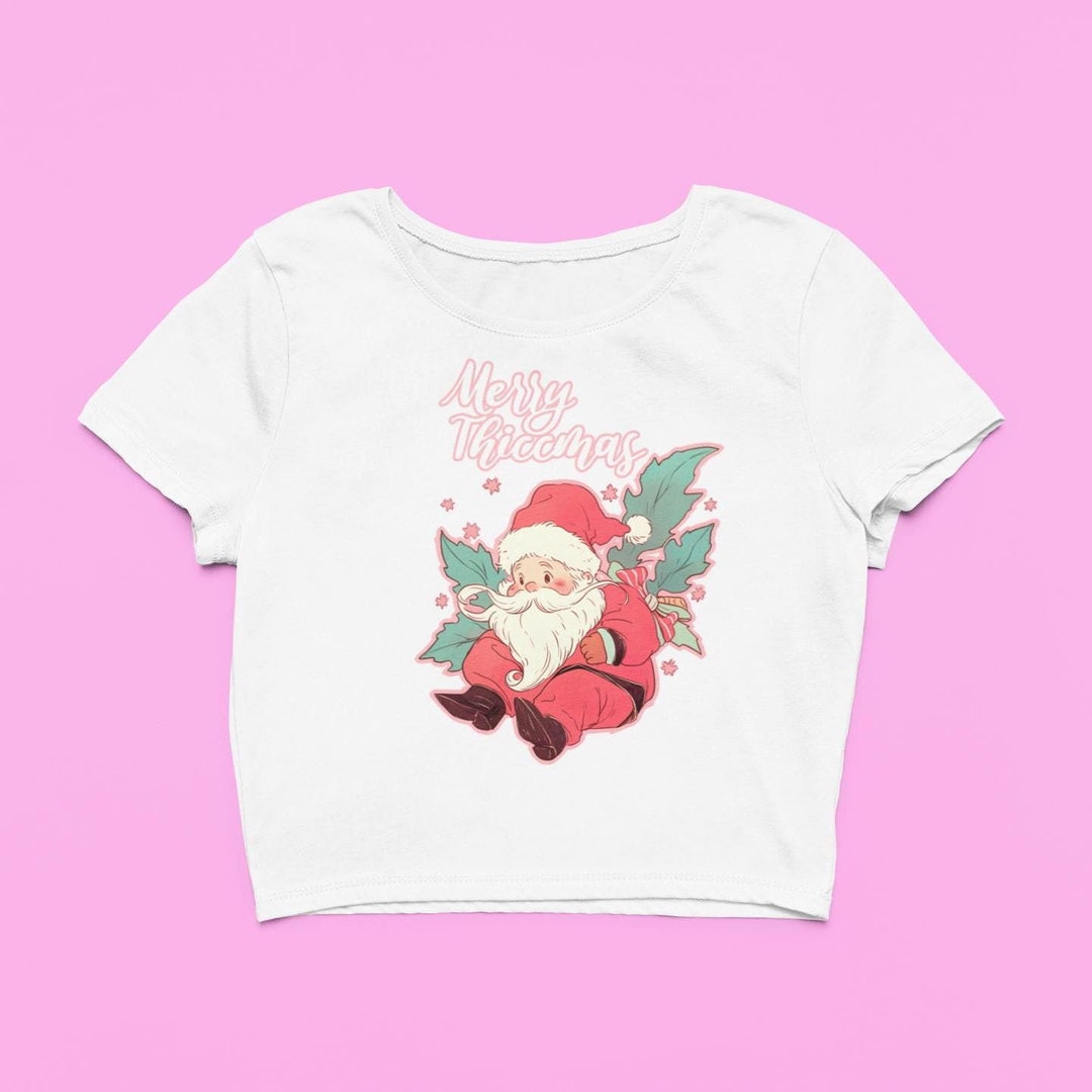Santa Chibi Crop Top | Christmas Graphic Top | Y2K Baby Tee | Trendy ...