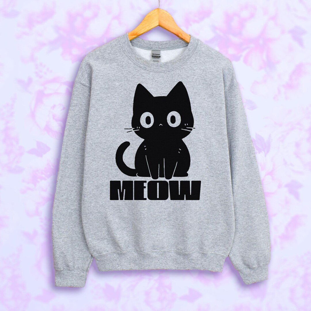 Tokyo Cat Sweatshirt | Black Cat | Jfashion Cute Neko Sweater | Kawaii ...