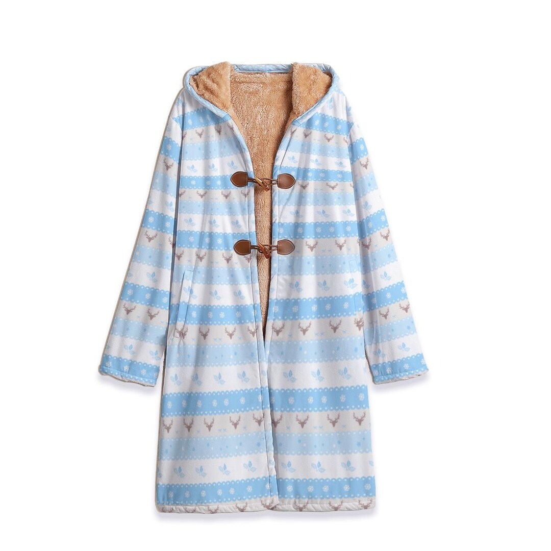 Cute Cozy Reindeer Jacket | Christmas Long Fleece Toggle Windbreaker ...