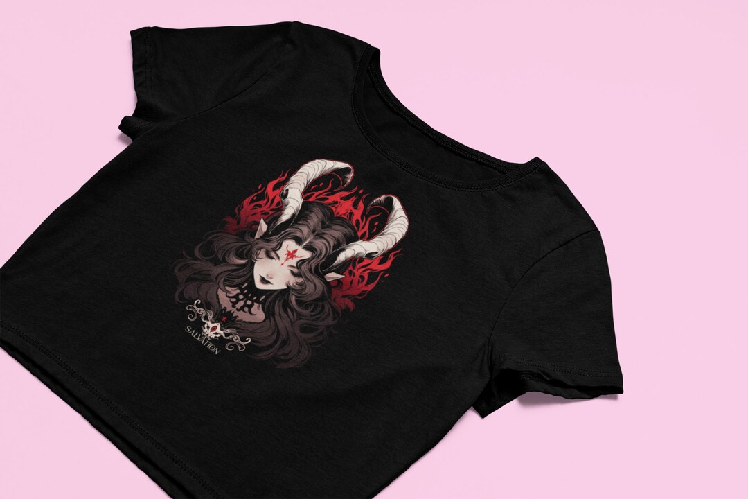 Lilith Crop Top | Alt Aesthetic Fitted Graphic Top | Y2K Baby Tee ...
