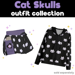 Skully Cat Hoodie | Pastel Goth Fashion | Zip up Hoodie, E Girl ...