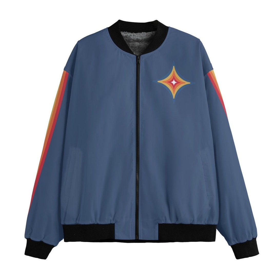 Indigo Spark Fleece Bomber Jacket | Unisex Retro Winter Fashion ...