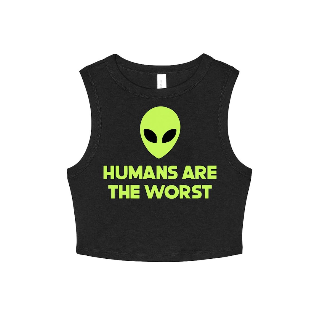 Alien Tank Top | SNUG FIT | Cute Skeleton Goth Y2K Graphic Crop Top ...