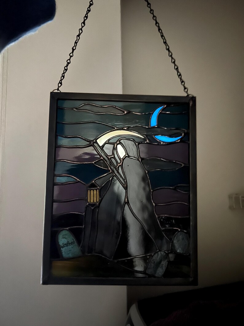 Grim Reaper Stained Glass Window Panel - Etsy