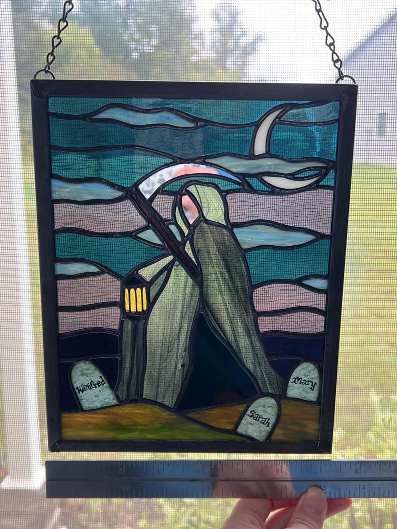 Grim Reaper Stained Glass Window Panel - Etsy