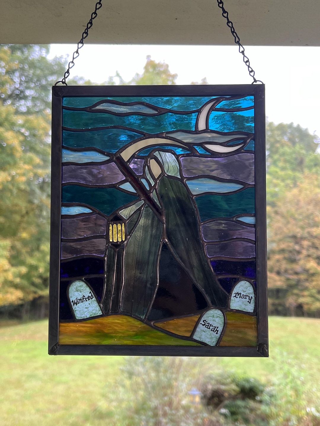 Grim Reaper Stained Glass Window Panel - Etsy