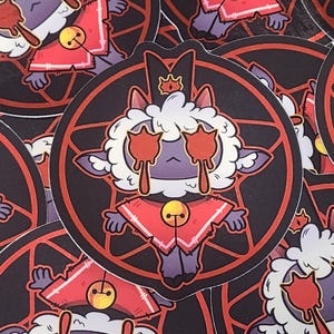 Cult of the Lamb Sticker | Red Foil Chrome Cute Stationery Goth Animal ...
