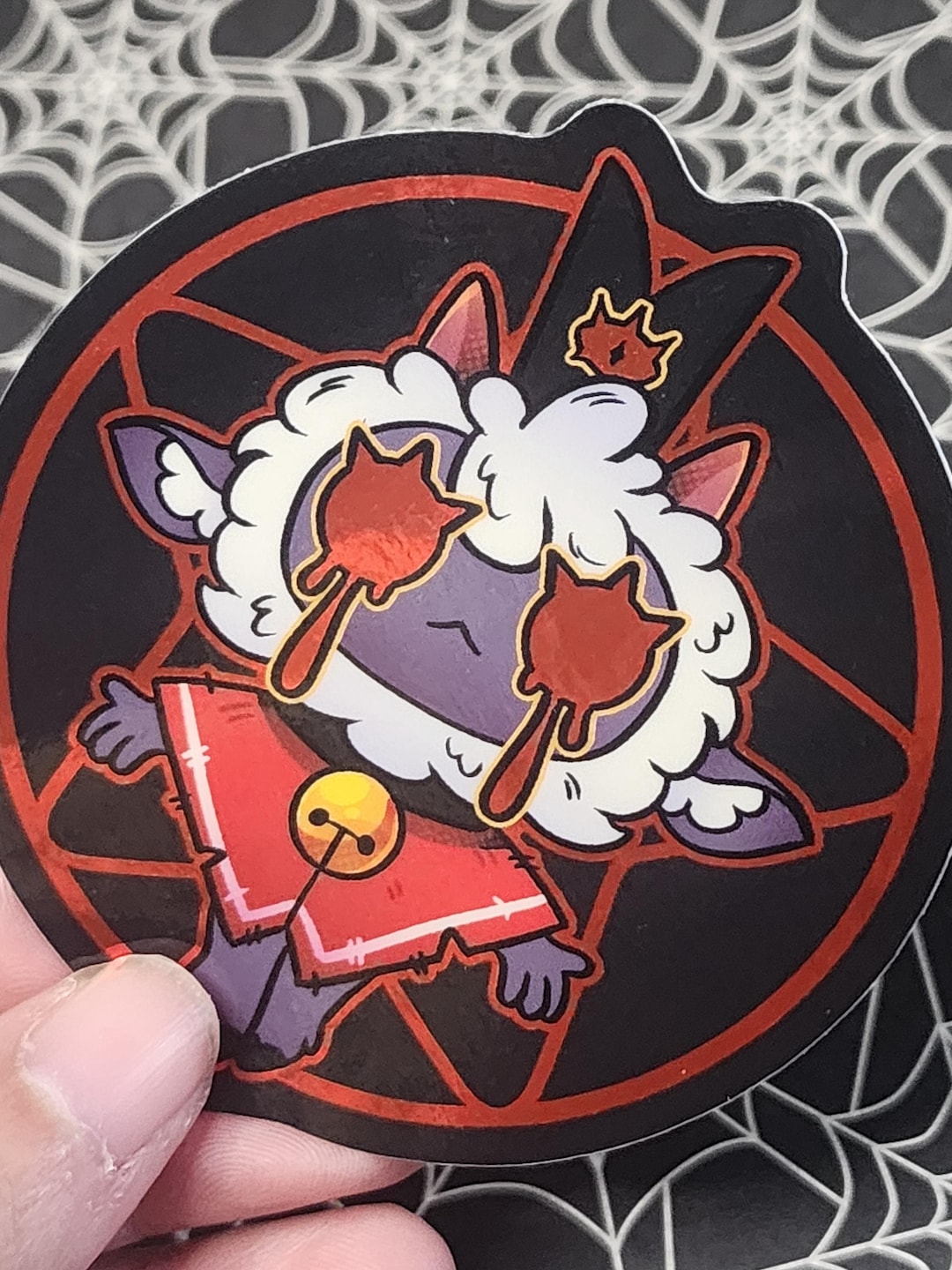Cult of the Lamb Sticker | Red Foil Chrome Cute Stationery Goth Animal ...