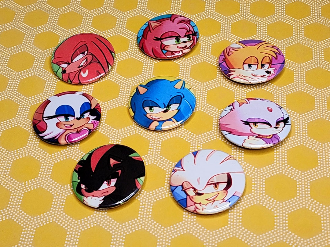 Sonic the Hedgehog Button Pins Holographic or Glossy | Sonic Shadow ...