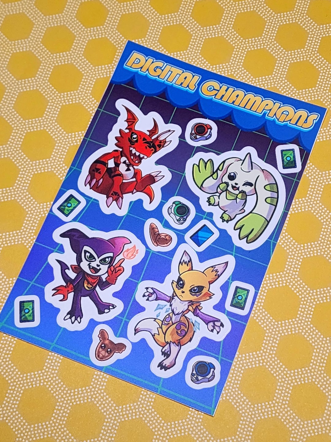 Digimon Tamers Sticker Sheet Guilmon Terriermon Renamon Impmon Digital ...