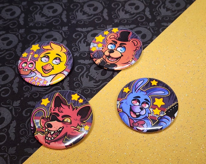 Five Nights at Freddy's Inspired LARGE Pins/buttons freddy, Chica ...