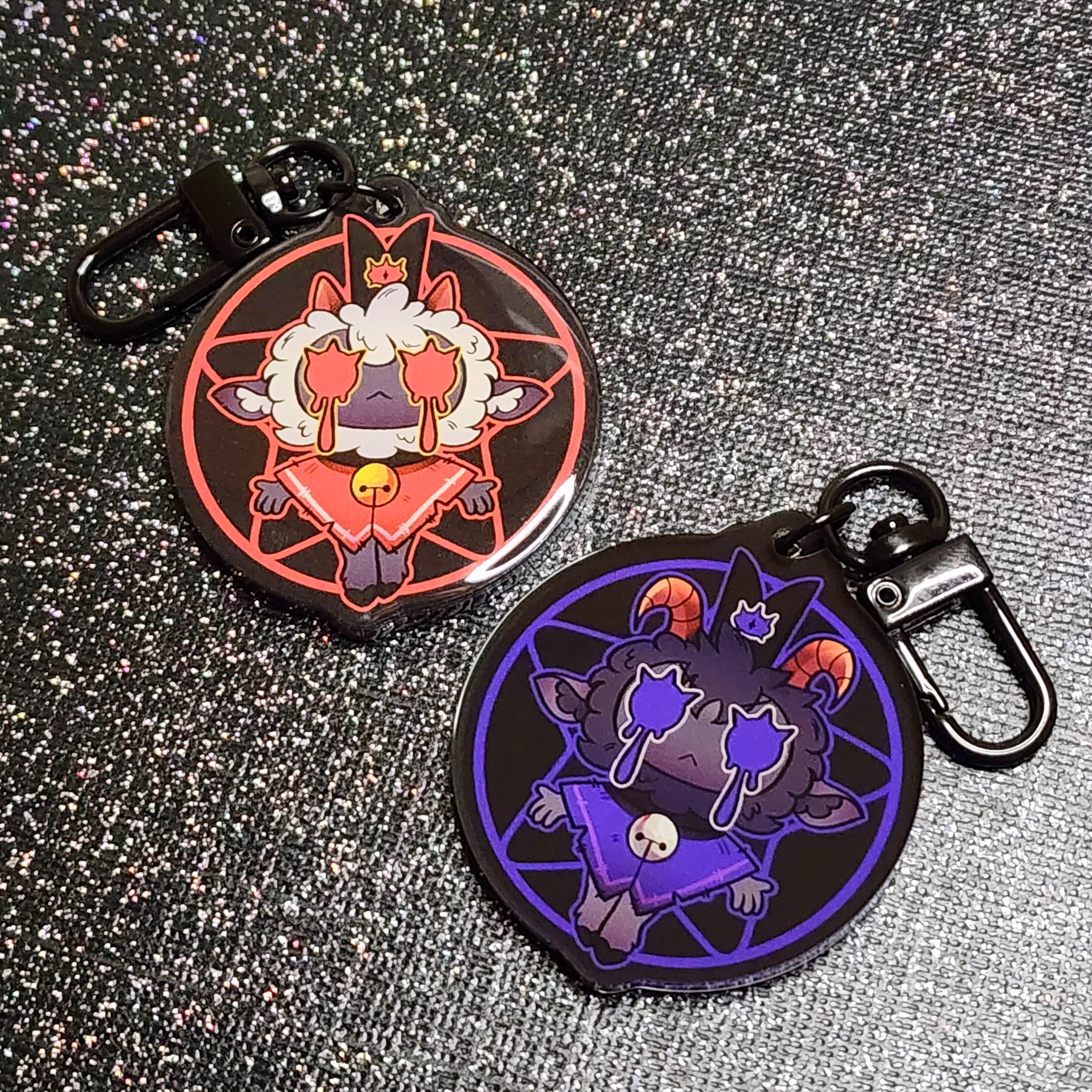 Cult of the Lamb Keychain | Double Sided Acrylic Charm Lamb Goat Goth ...