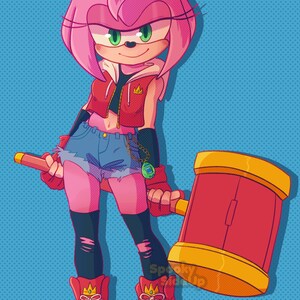 Streetwear Amy Rose Sonic the Hedgehog Print 5x7 Inch Satin Finish ...